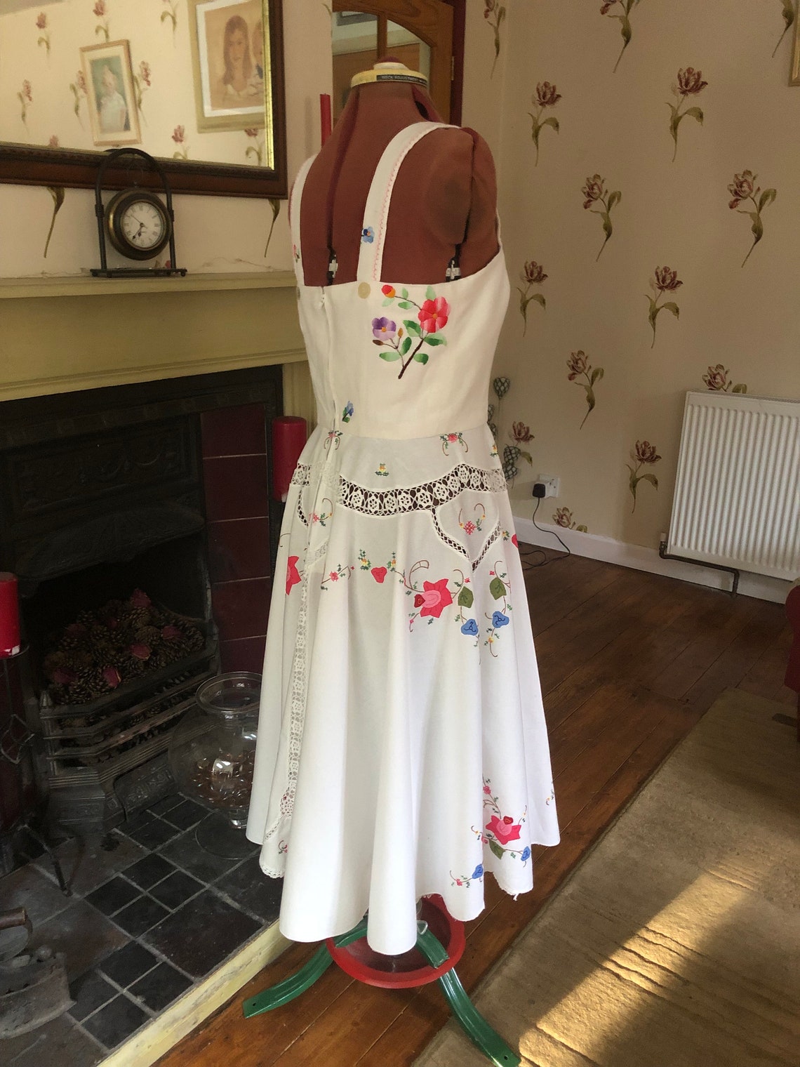Repurposed Handmade Vintage Tablecloth Dress Size 12 size 10 Available ...