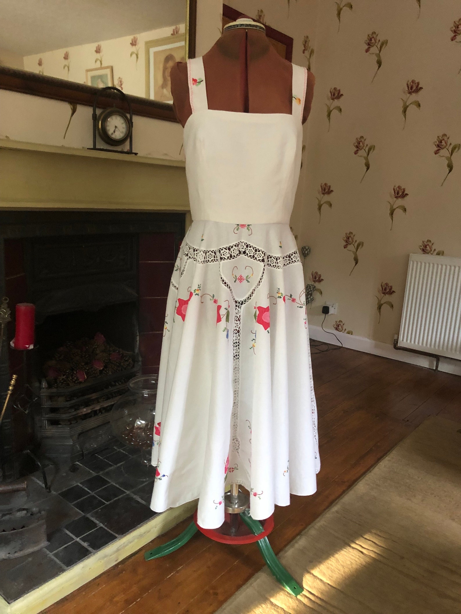 Repurposed Handmade Vintage Tablecloth Dress Size 12 size 10 Available ...