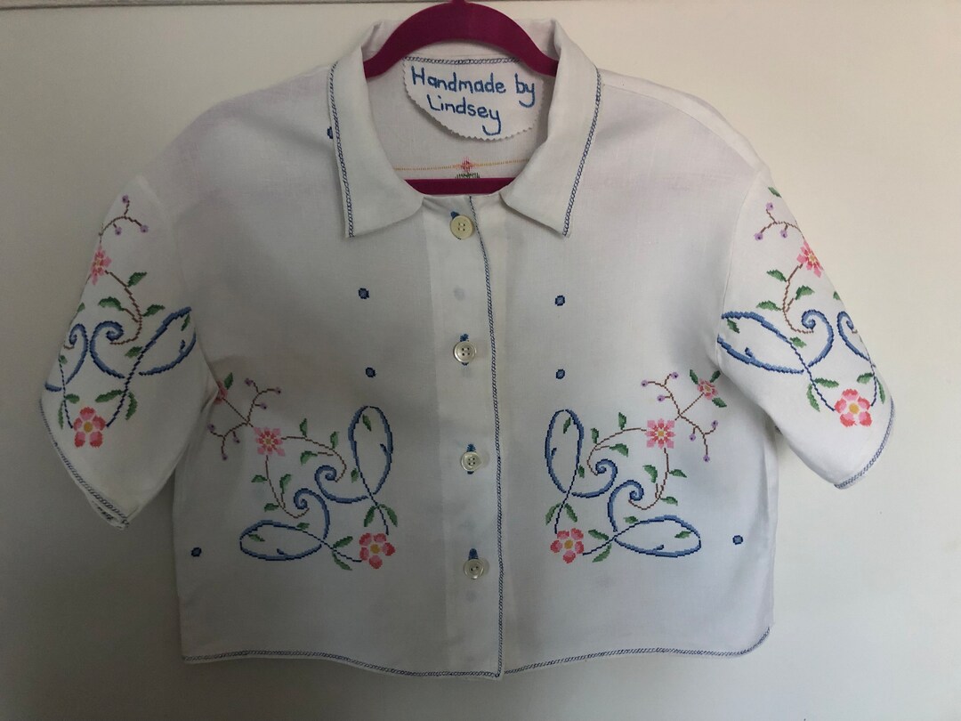 Repurposed Vintage Tablecloth Blouse can Be Made to Order With a Choice ...