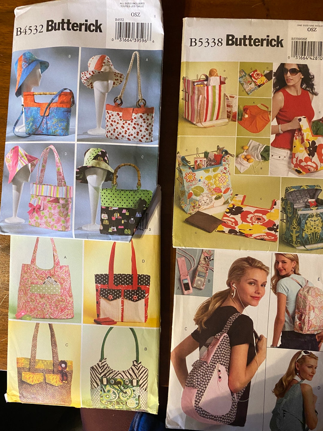 Set of Bags / Totes / Sacs Butterick Choose 5367, 4532, 5054, or 5338 ...