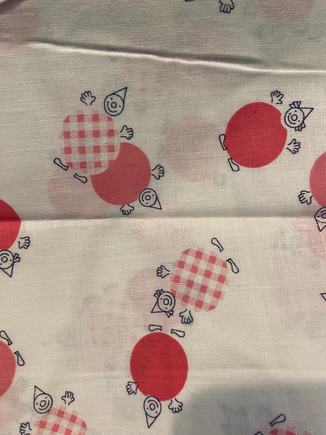Vintage Fabric Fun Roly Poly Toys - White Background With Pink - 33" X ...