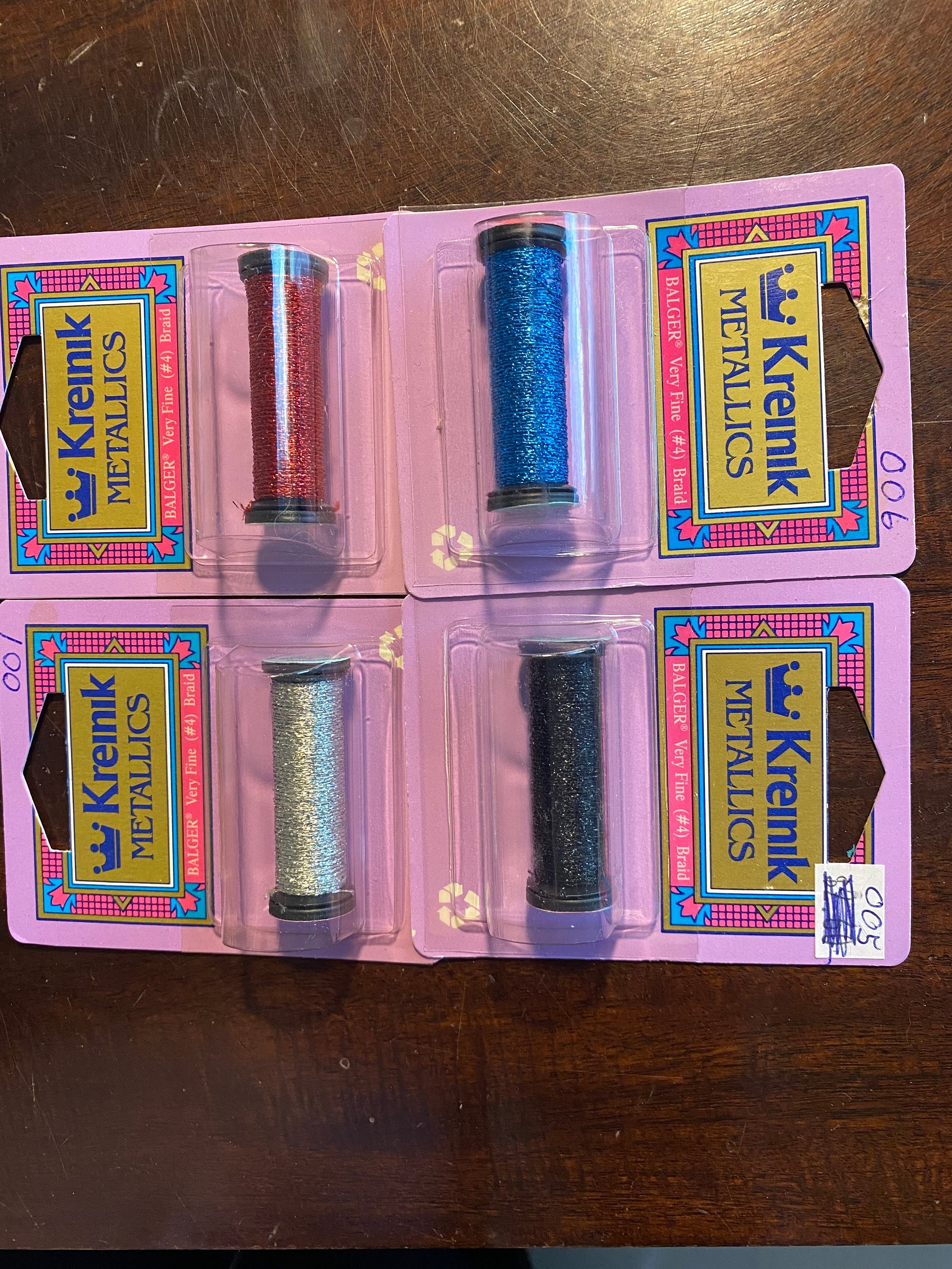 Kreinik #4 Braid Balger Very Fine - Pick Color 001 to 059 Metallics ...
