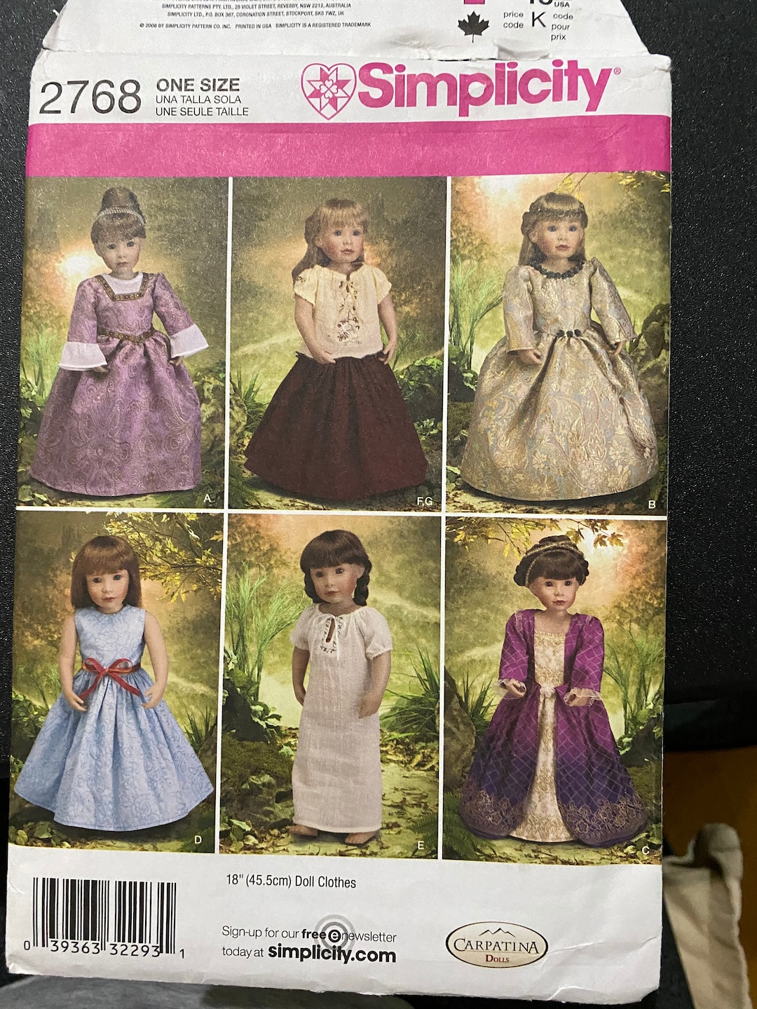 Doll Clothes Pattern - Fits 18" Doll Simplicity 2768 (uncut) 2008 ...