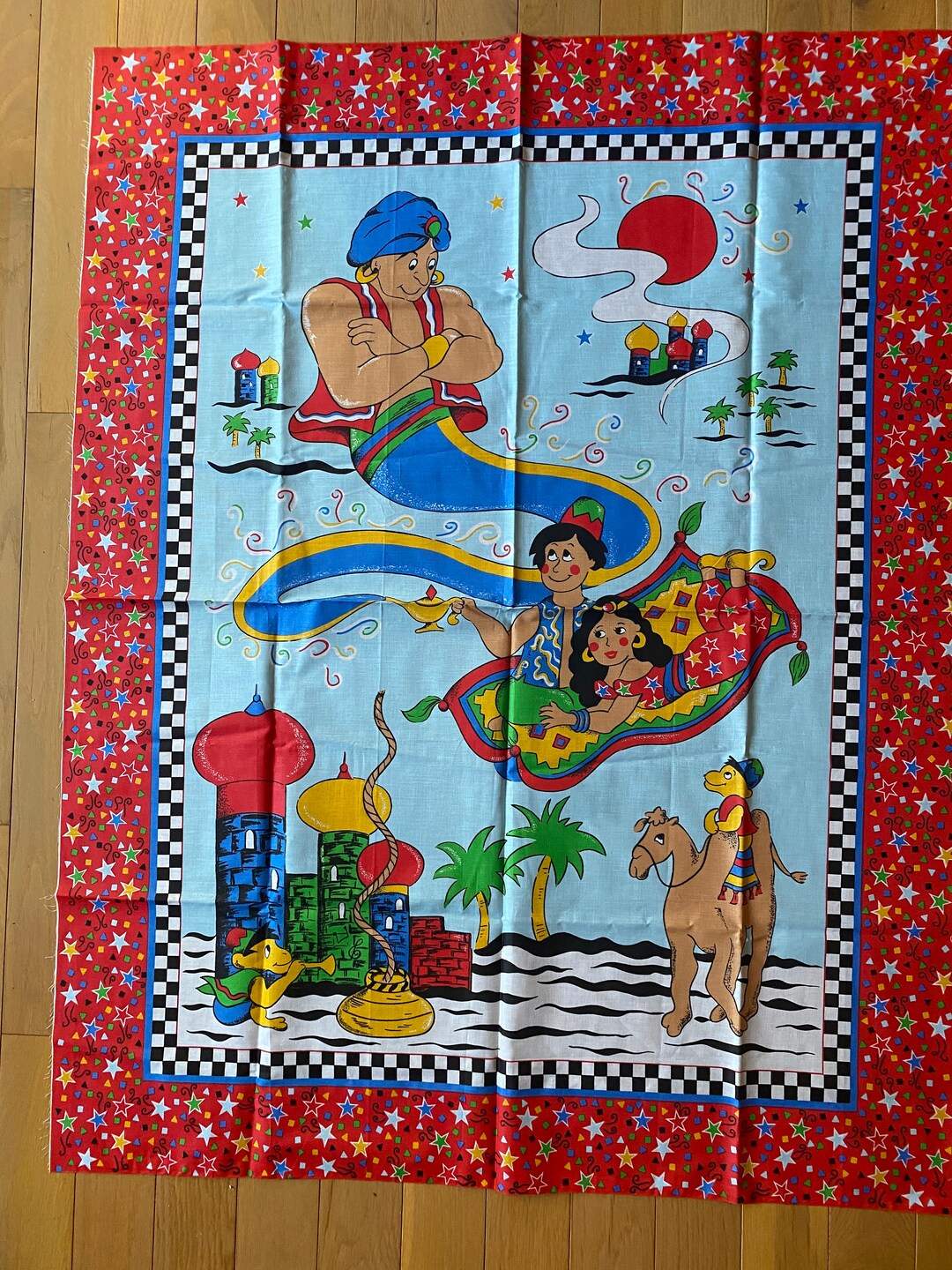 Aladdin / Genie / Jasmine (disney) Fabric Panel / Quilt Block - Fabric ...