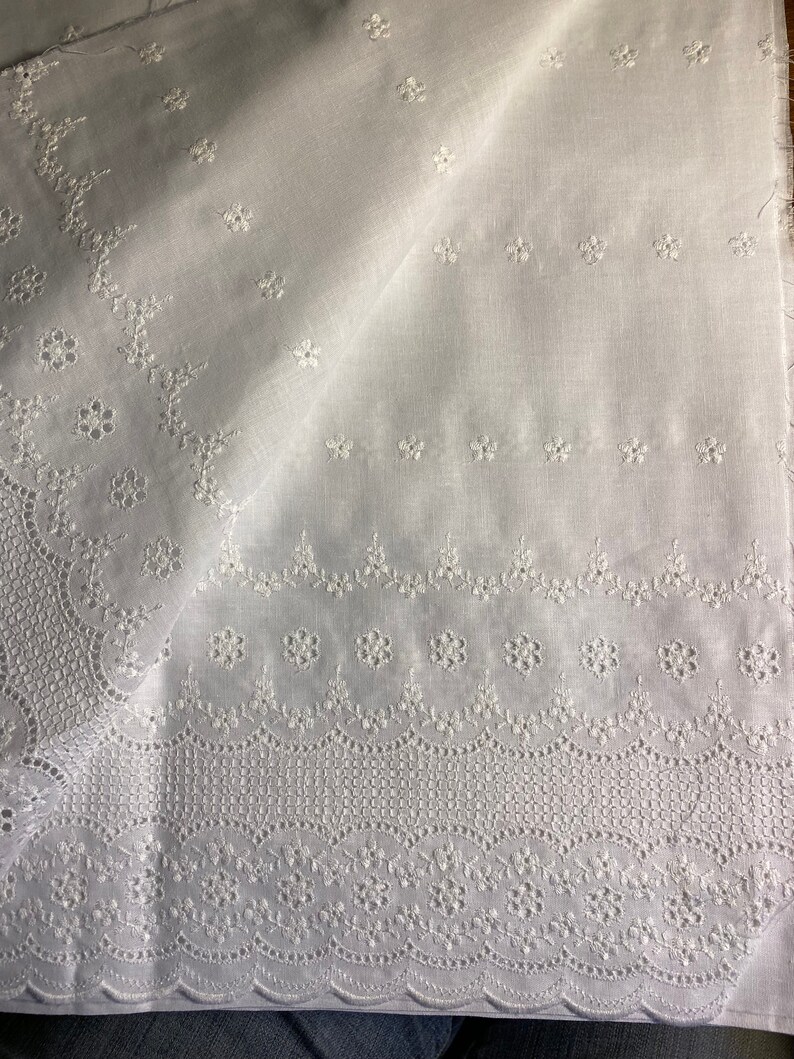 White on White Eyelet Fabric Embroidered Flowers - Eyelet 7" Lace ...