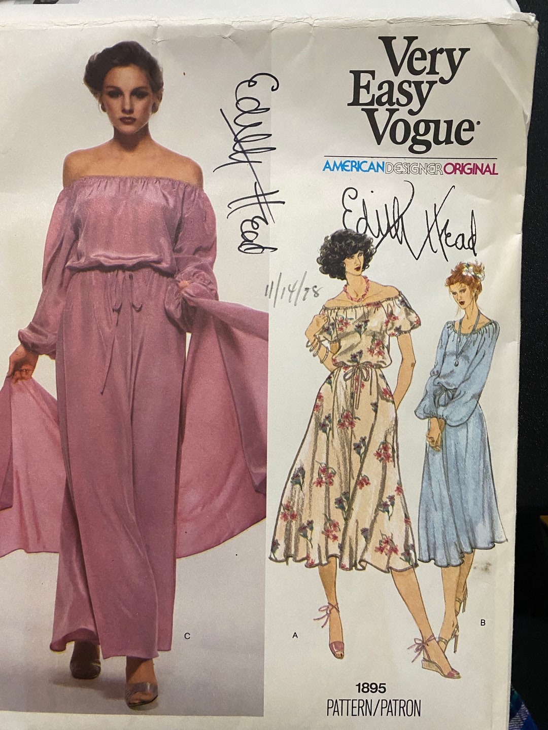 Edith Head - Dress and Stole / Shawl Vogue American Designer #1895 ...