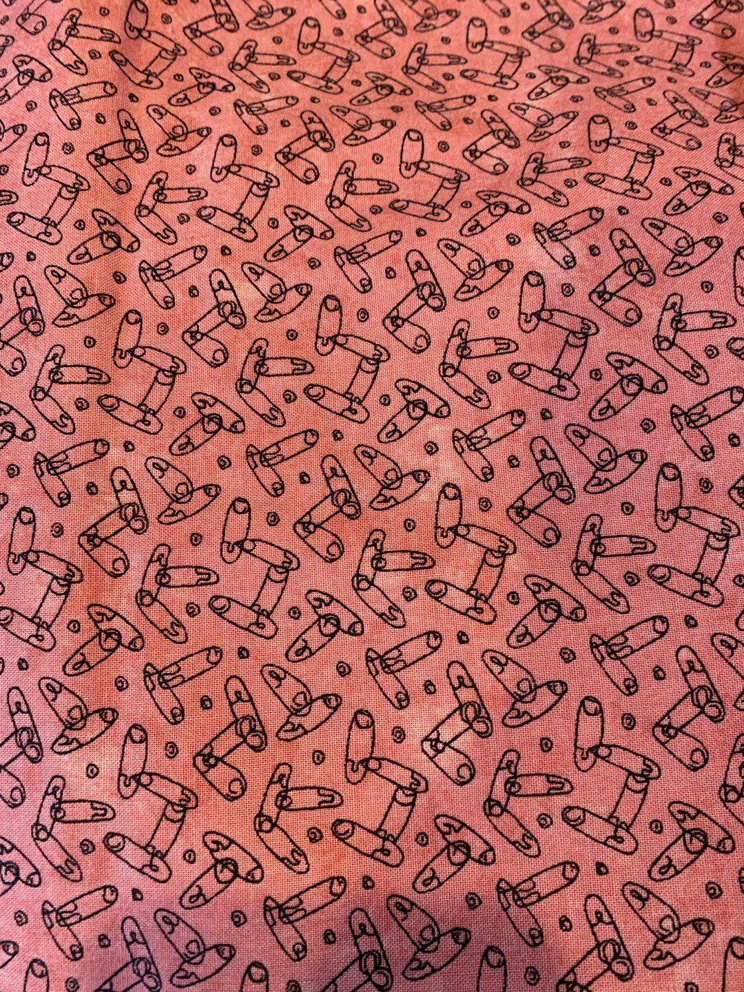 Muted Pink Background With Subtle Baby Diaper Pins Fabric - 1 Yard (36 ...