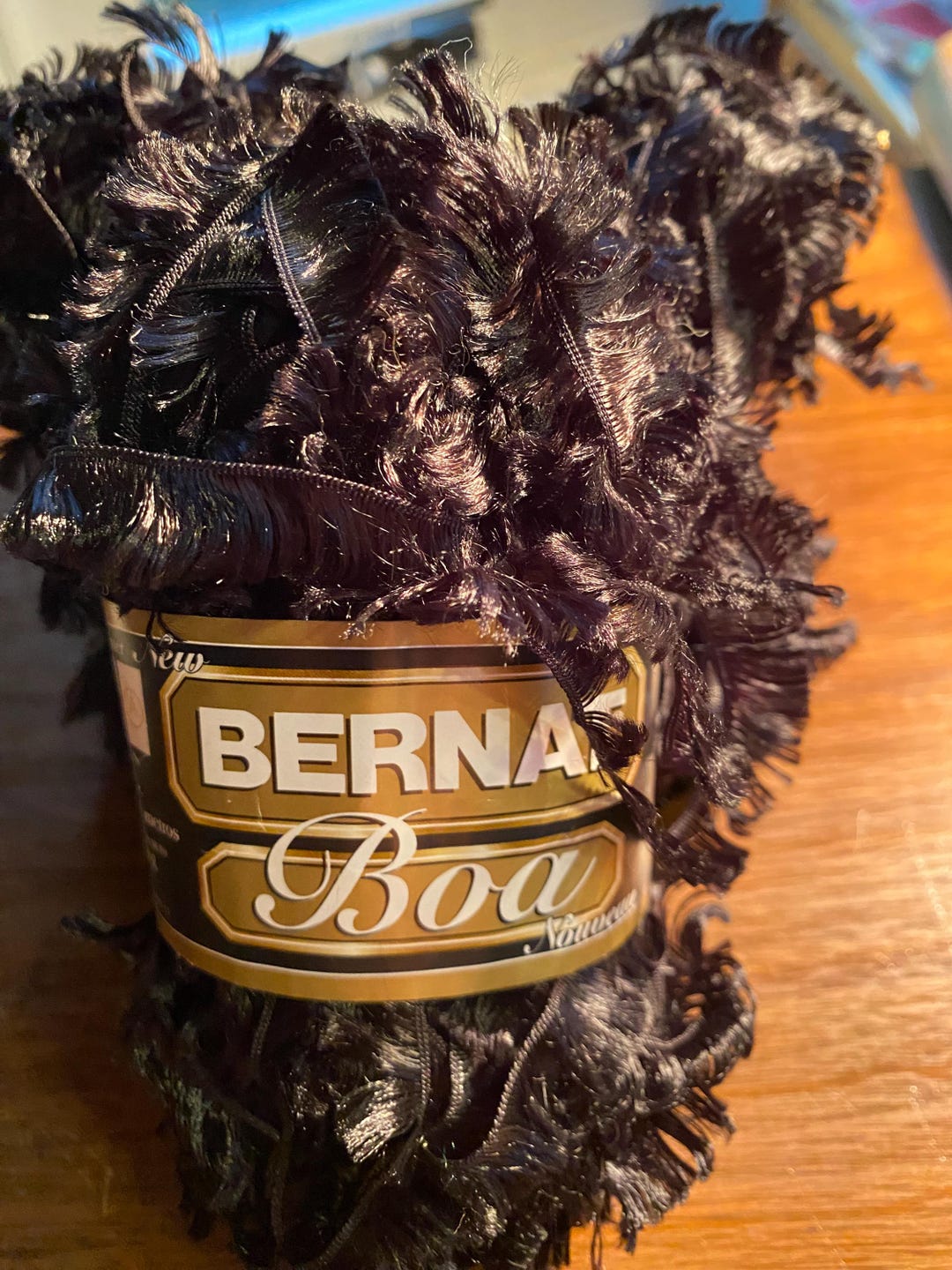 Bernat Fuzzy Boa Yarn Color raven Black 71 Yards / 1.35 Oz New 100% ...
