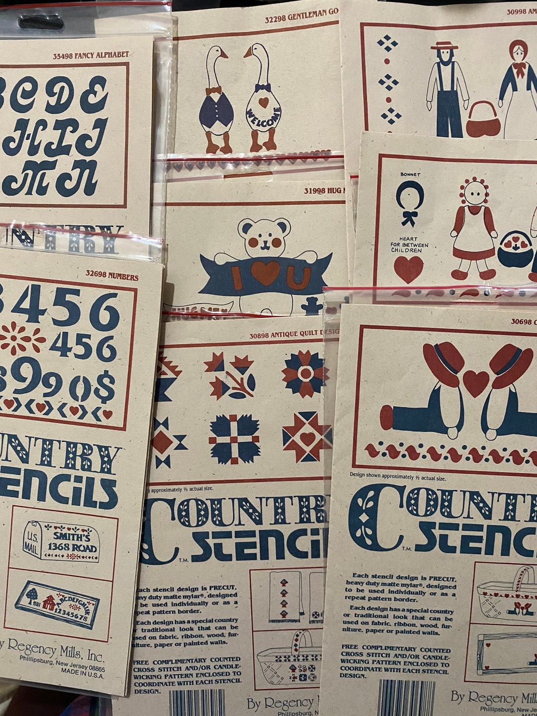 Country Stencil Sheets - Pre Cut Mylar Reusable Designs - 5" X 7.5 ...