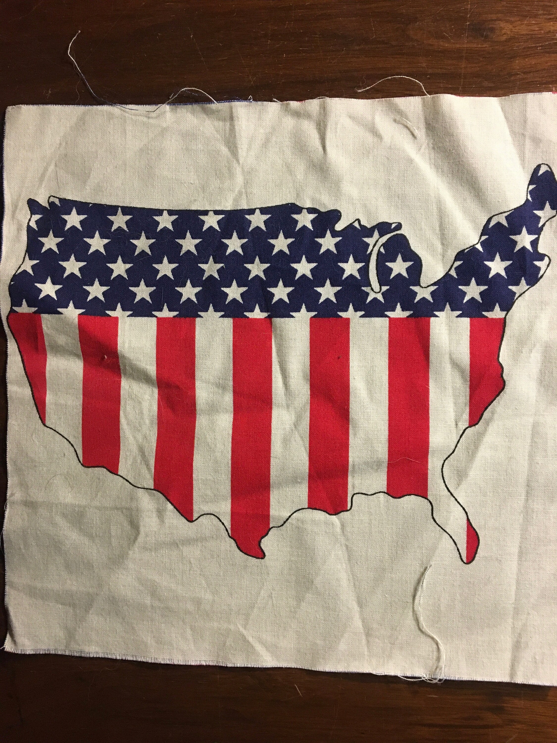 American Flag / Map Fabric Panels to Sew 2 - 8.5" X 8.5" Ready to Sew ...