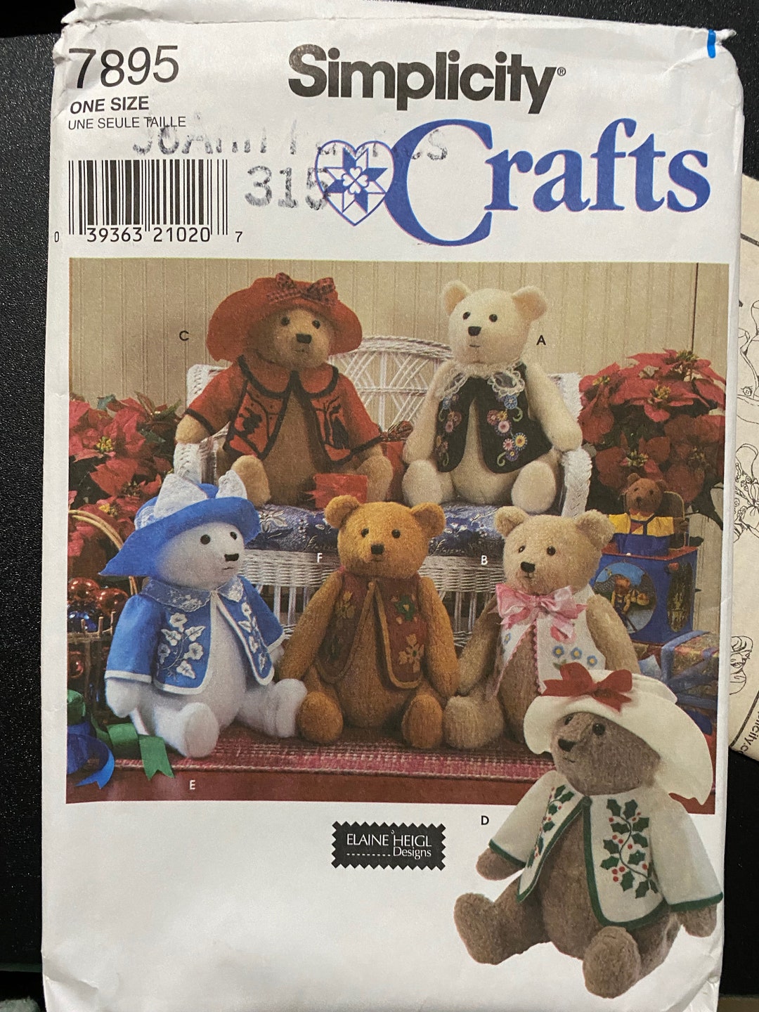 Teddy Bears Soft Stuffed 18 Jointed Animals Simplicity 7895 Pattern ...