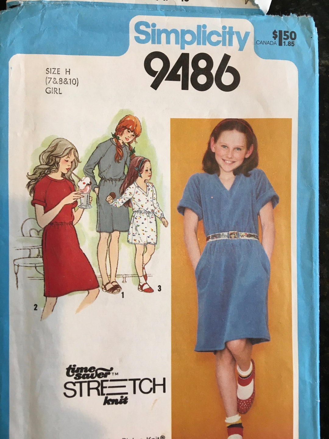 Child's / Girl's Easy Stretch Knit Dress Simplicity 9486 Pattern. (time Saver) Size H (7 - 8 ...