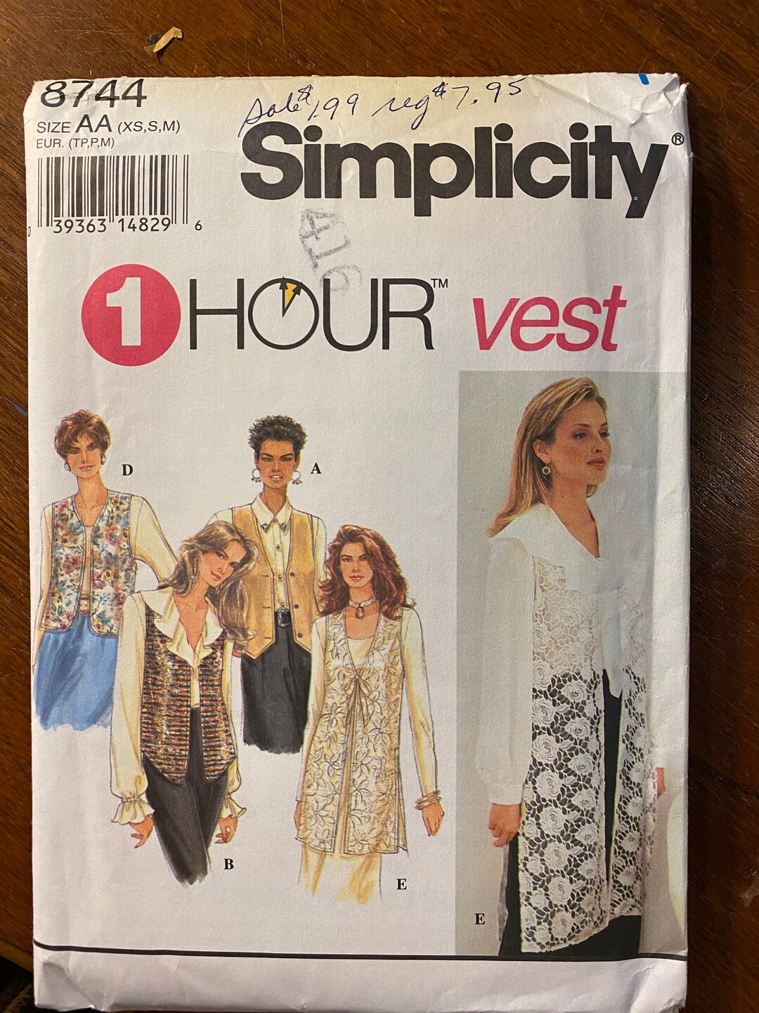 Misses Women's Vest / Coverall Simplicity 8744 Pattern 1993 Size XS to ...