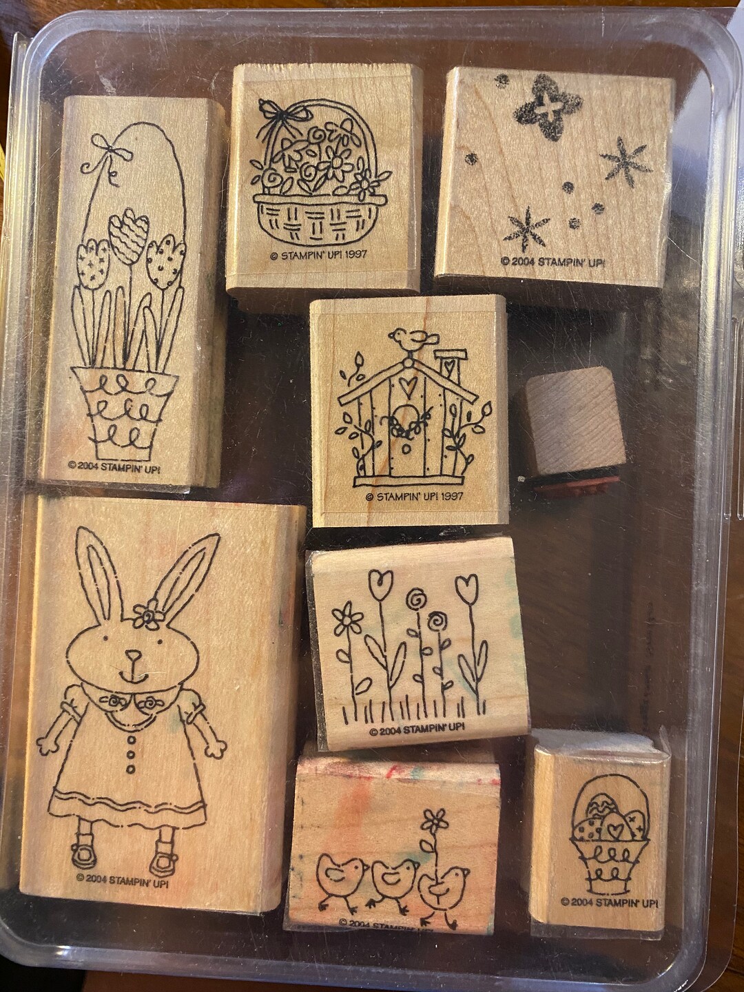 Stampin UP Rubber Stamp Blocks - Springtime Smiles Bunny Baskets - 2004 ...