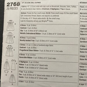 DOLL CLOTHES Pattern - Fits 18" Doll Simplicity 2768 (uncut) 2008 ...