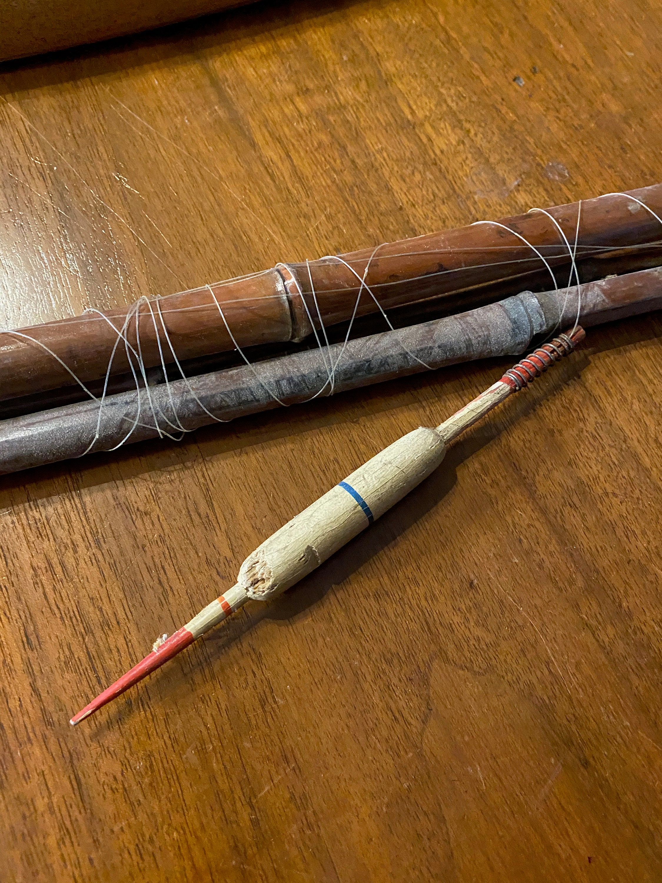 Vintage Dark Bamboo Fishing rod / Pole with Line Cleat and | Etsy