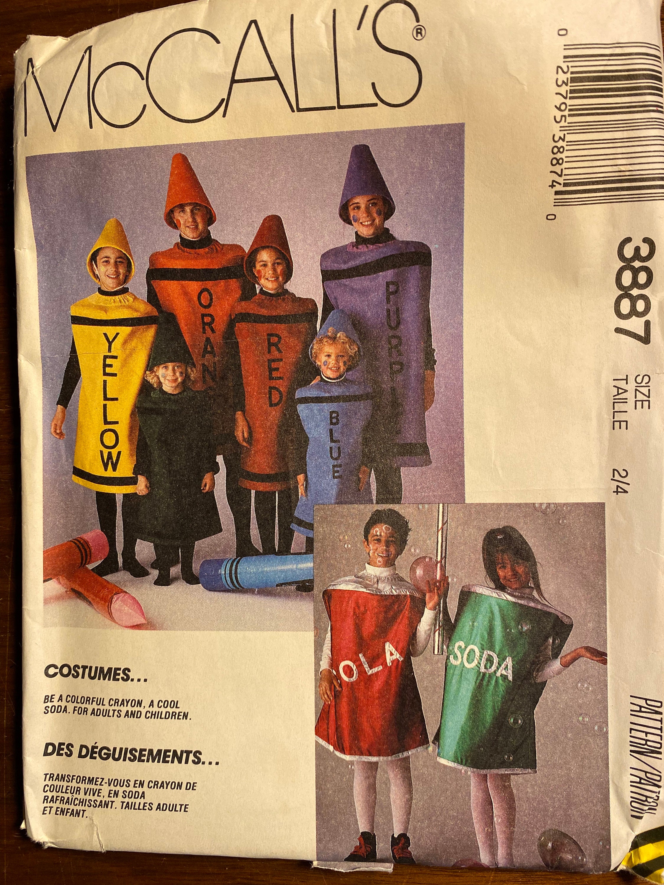 Halloween Costumes - Crayon / Soda Pop Can - Child Size Choose Mccalls ...