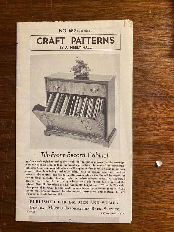 Tilt Front Record Cabinet Craft Pattern No 482 A Neely Hall - Etsy ...