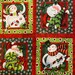 Santa & SNOWMAN Christmas Fabric PANEL, 4 Squares Ready to Sew Into a ...