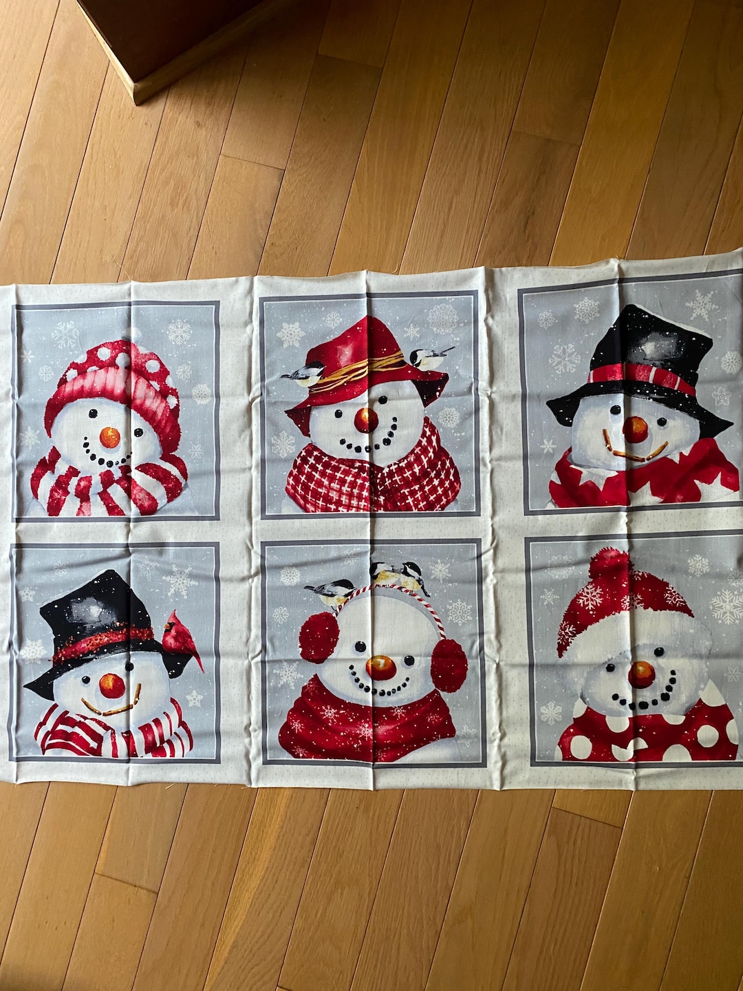 Snow Crew SNOWMAN Christmas Fabric PANEL, 6 Squares 10 Ready to Sew ...