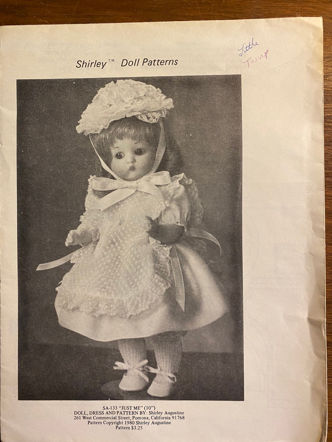 Shirley Doll Patterns - Just Me Doll Dress - Shirley Augustine - 1980 ...