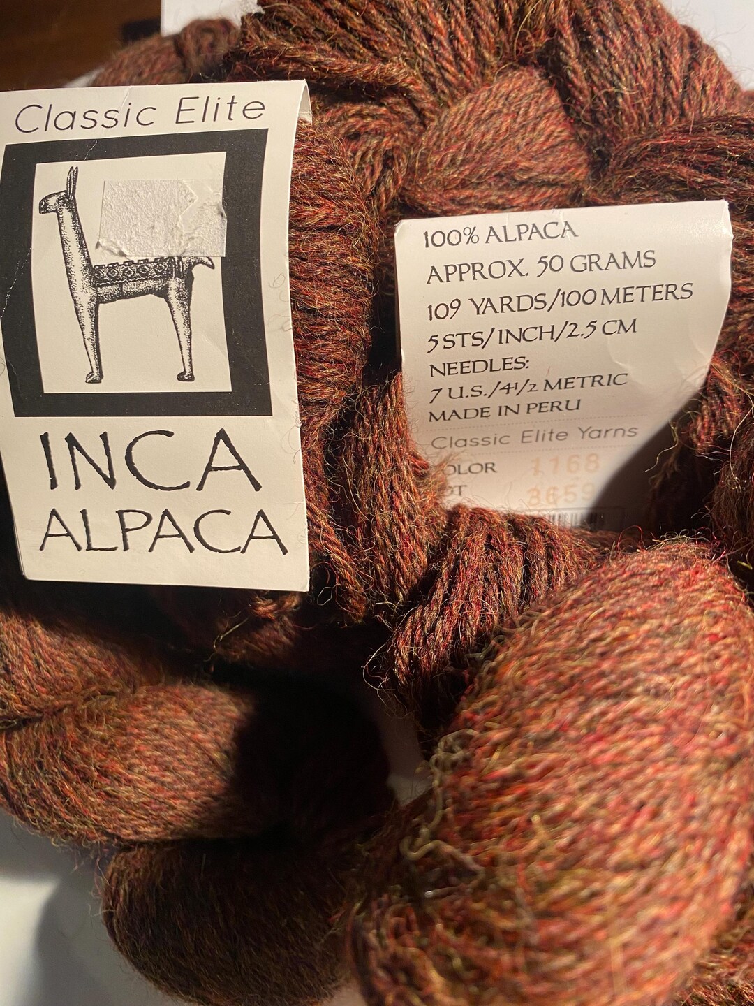 Inca Alpaca Classic Elite Yarns - 1168 Brown - 100% Alpaca Wool Yarn ...