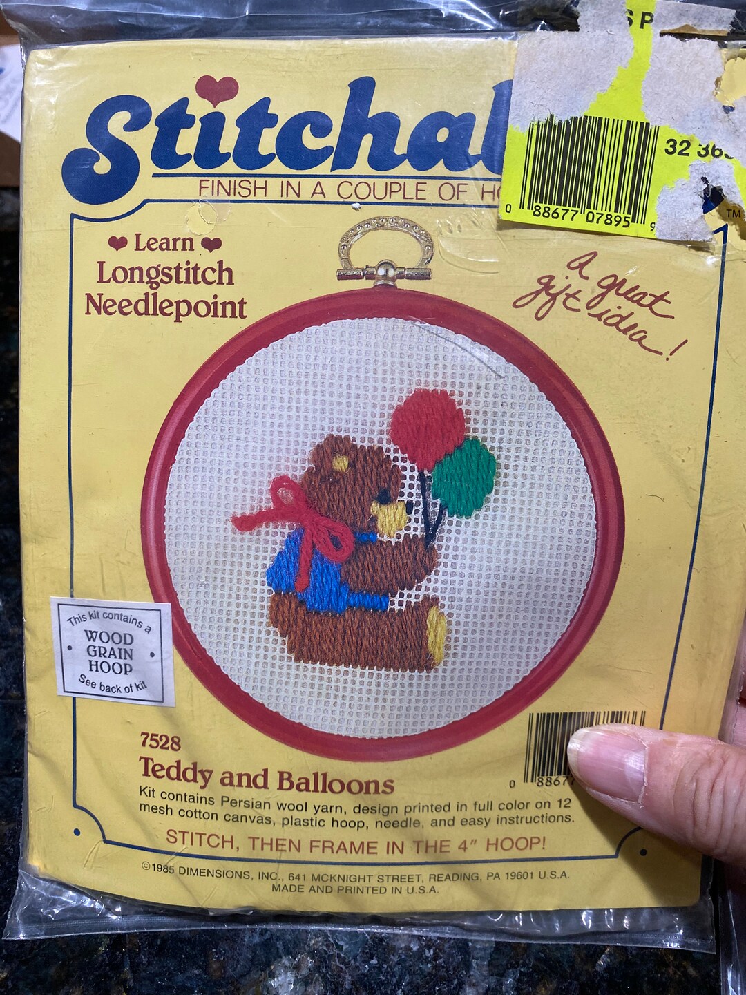 Teddy and Balloons - Counted Canvas Needlepoint Stitchery Kit ...