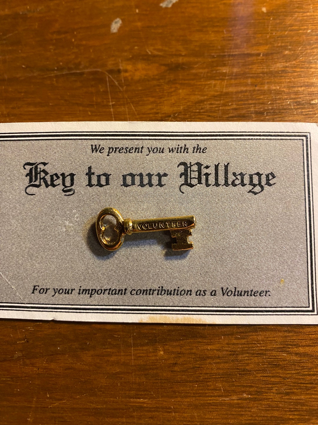 Key Volunteer Tie Tack Pin - Gold Tone ~1