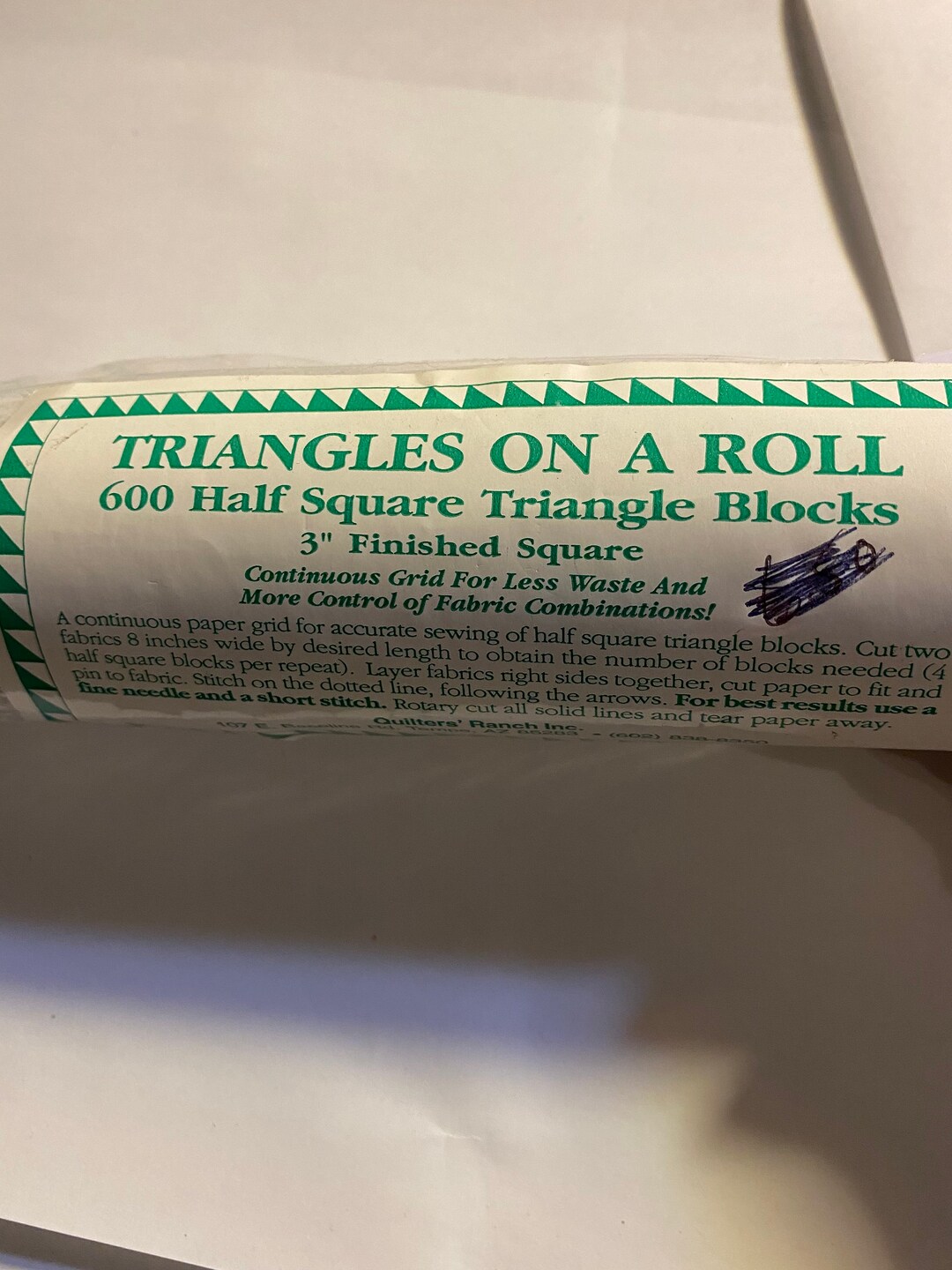 Triangles on A Roll - Continuous Pattern for Easy Quilting - 600 Half ...