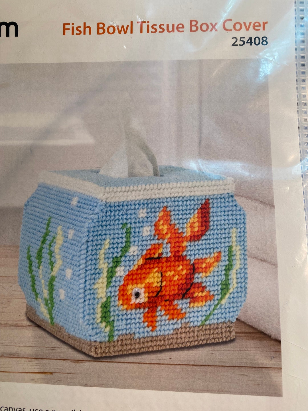 Goldfish Tissue Box Cover Plastic Canvas / Stitch Unopened Kit 25408 ...