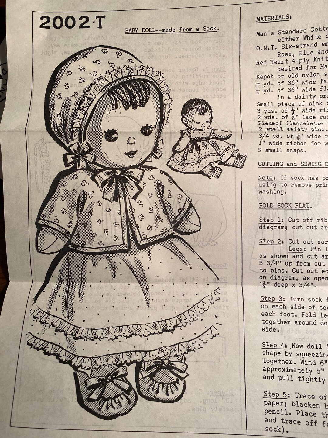 Baby Sock Cloth Soft Doll PATTERN - Vintage Mail Order Weekly Newspaper ...