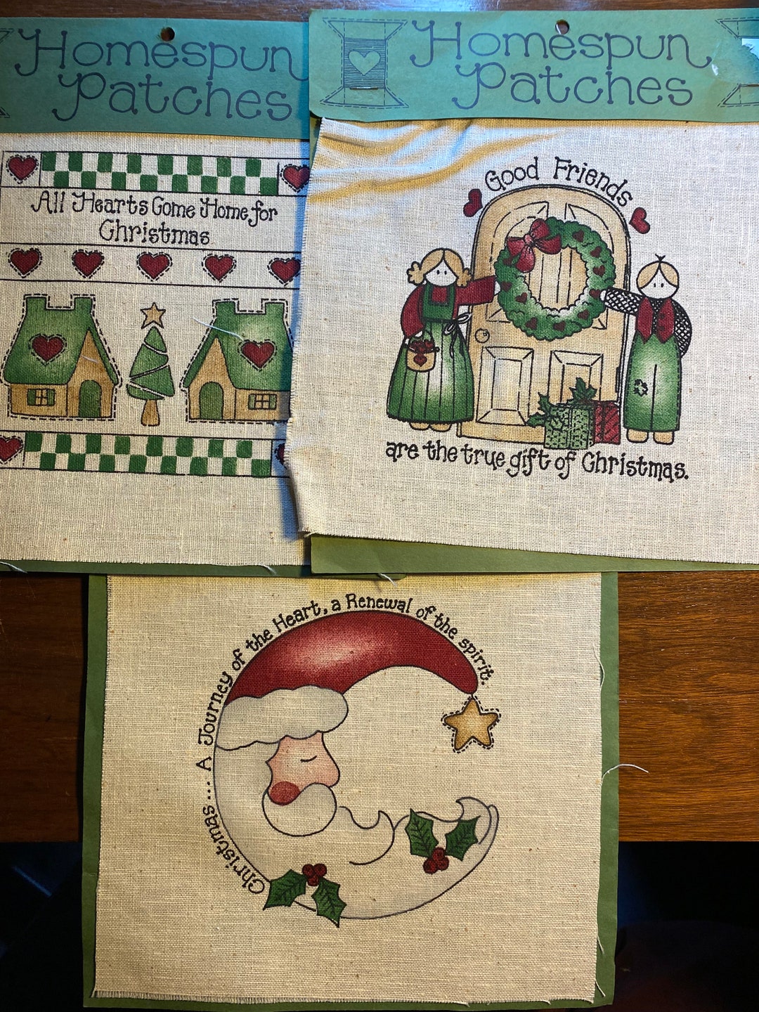 Homespun Patches Christmas Quilt Block (square) 1 - 8" X " Pre Printed ...