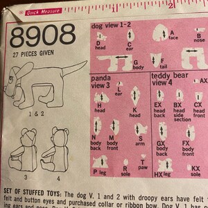 Soft Stuffed Animals - Dogs, Bear, Panda - Simplicity 8908 Pattern ...