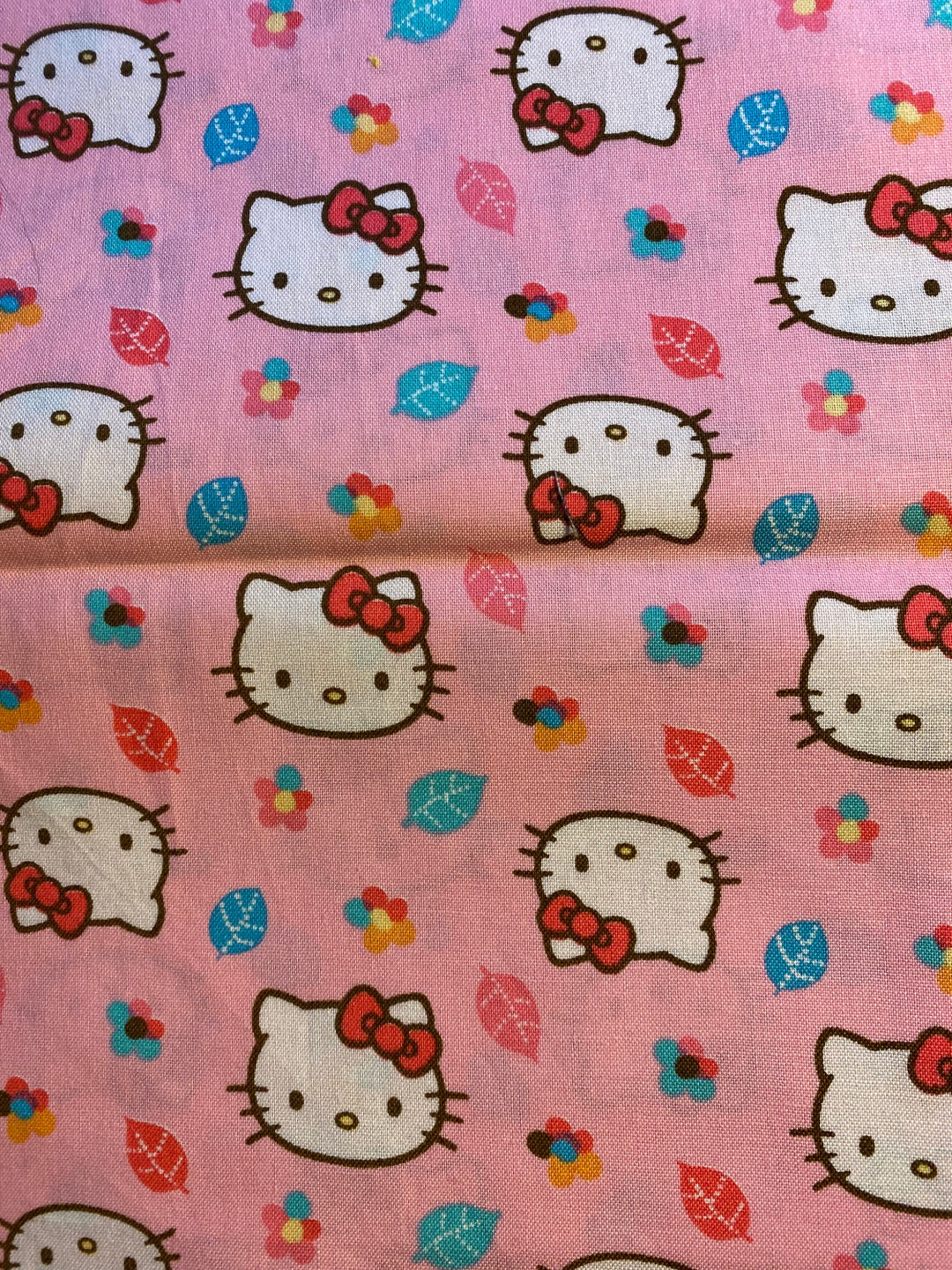 Hello Kitty Fall Flower Toss - Cartoon - Small Bit Fabric Pink ...