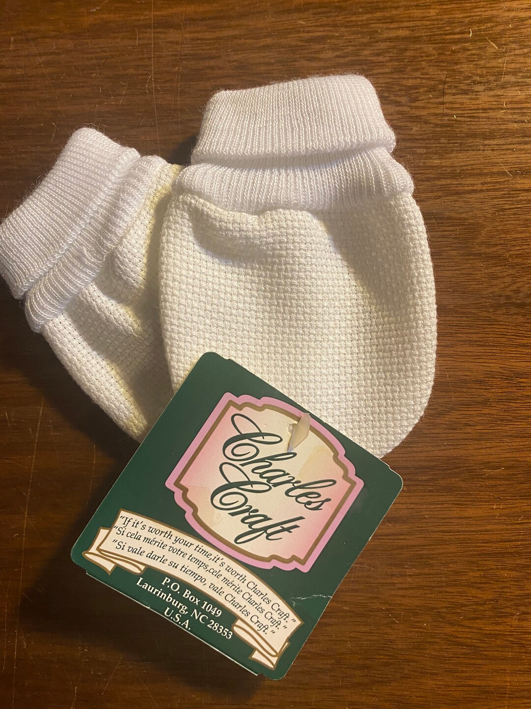 Baby / Infant Hand Mittens - 14 Count Aida White Cross Stitch Fabric by ...