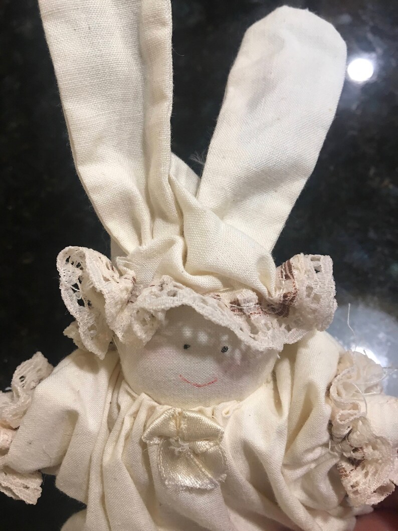 Bunny Doll with Bonnet Hand Crafted muslin dress and | Etsy