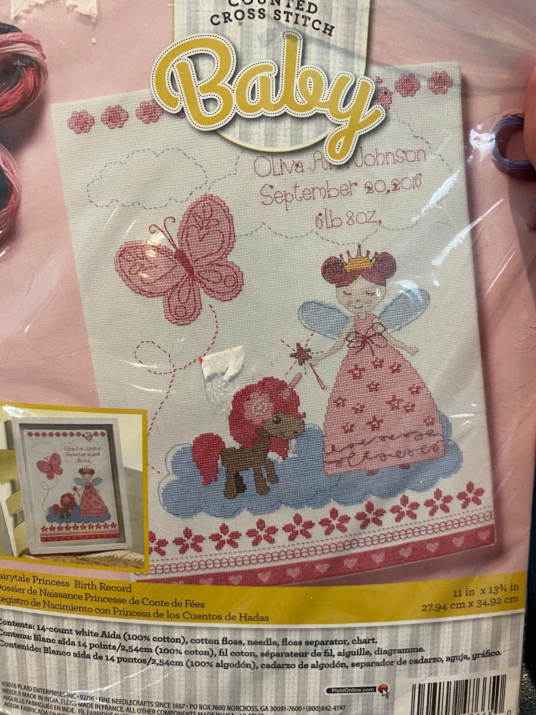 Fairytale Princess Baby Birth Record Counted Thread Cross Stitch Kit ...
