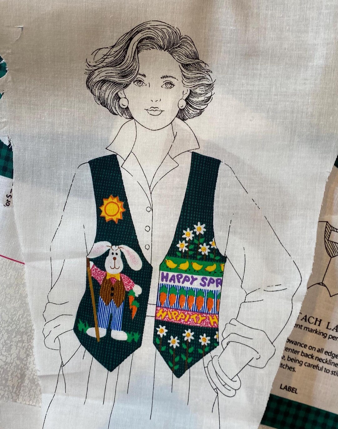 Daisy Easter Vest Fabric PANEL Ready to Sew, - Add a Festive Look to ...