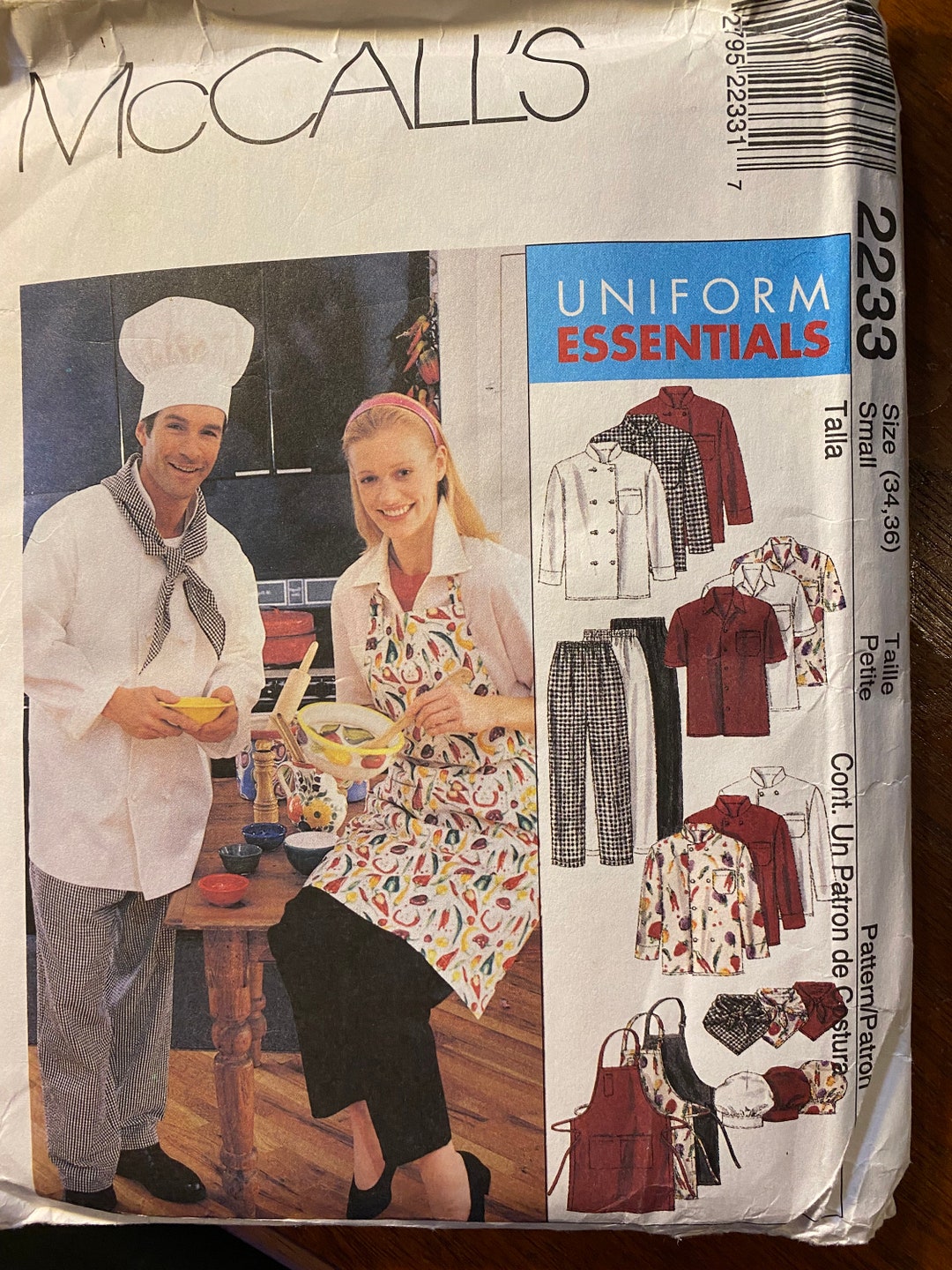 Chef Uniform - Shirt / Pants / Hat and Aprons - Mccall's 2233 Pattern ...