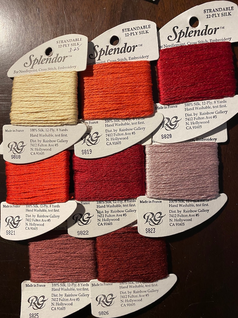 Splendor Silk No S800 to S869 - Specialty Needlework Floss Needlepoint ...