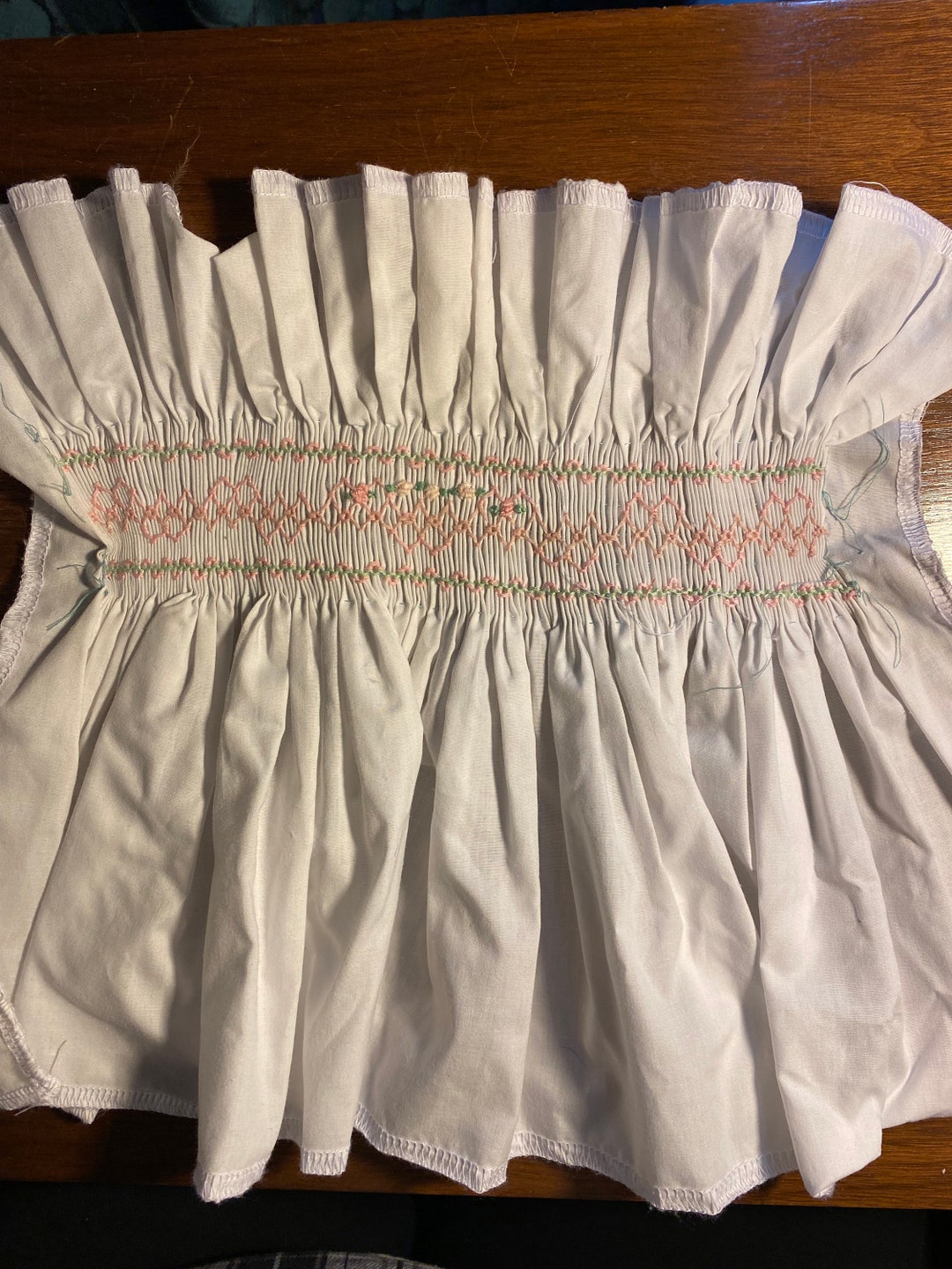 Hand Smocked Piece to Add to Your Project - Sewing Supply - Pink ...