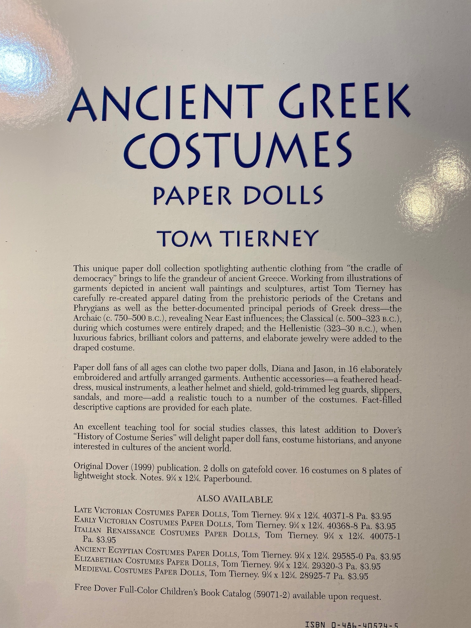 Ancient Greek Costumes Paper Dolls - 2 Dolls and Finished Clothes ...