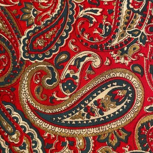 Paisley Print Fabric Red Background With Reds / Green / Touch of Gold ...