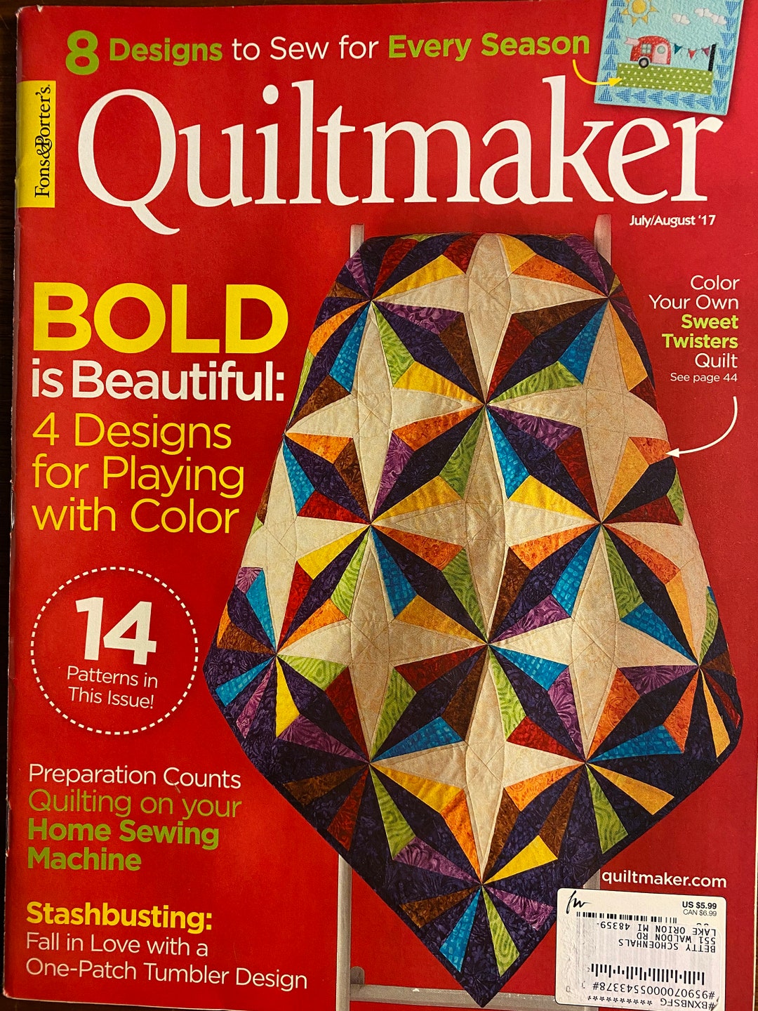 Fons & Porter's Quiltmaker Magazine July/aug 2017 Patterns, Piecing ...