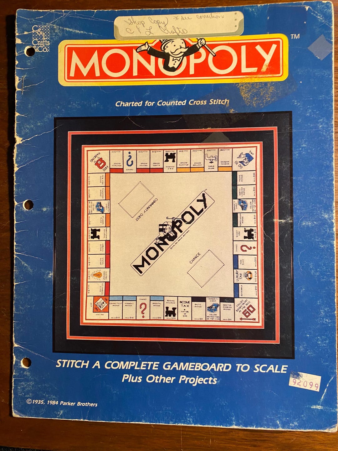Monopoly Game Board Cross Stitch Chart Gameboard Stitched to Scale 1984 ...