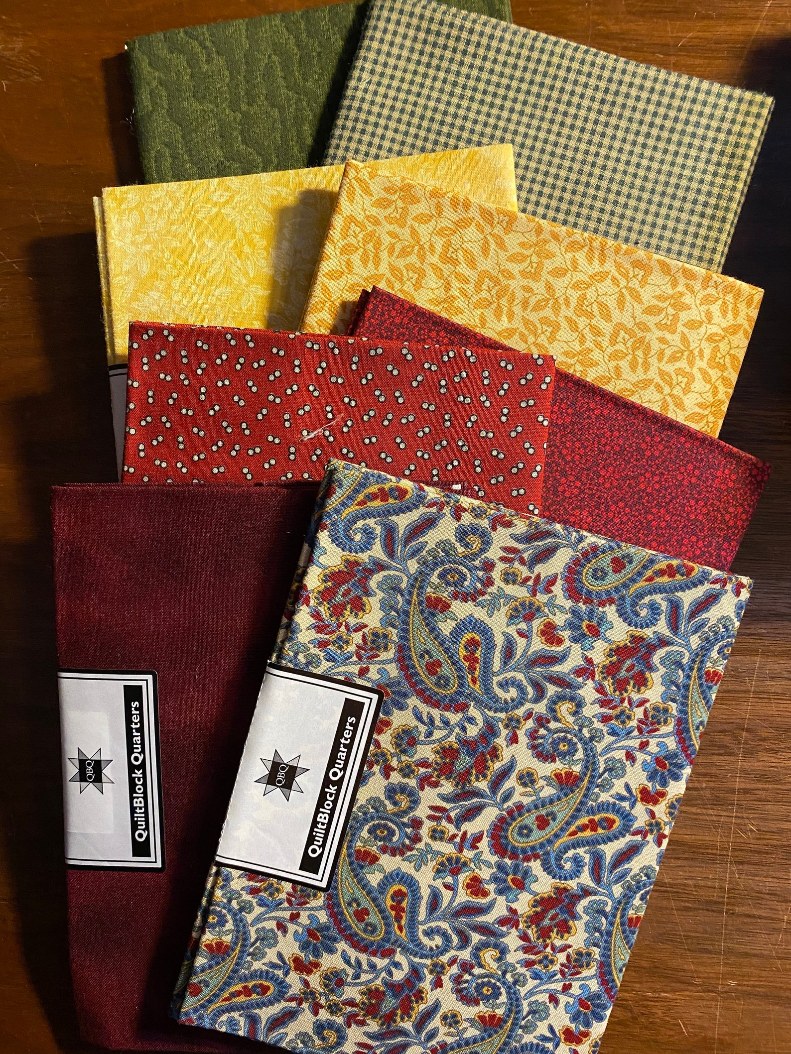 Quilt Block Quarters Fabric 2 - 18" X 22" Wide Choose Base Color - Red ...