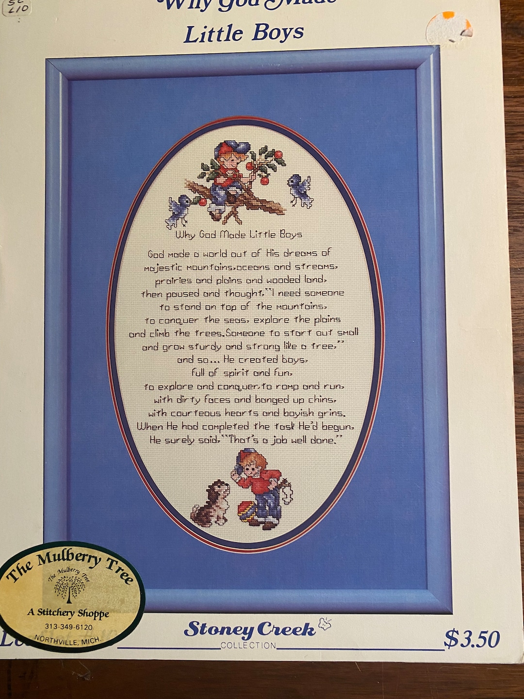 Why God Made Little Boys Sampler Needlework Leaflet 10 Stoney Creek ...