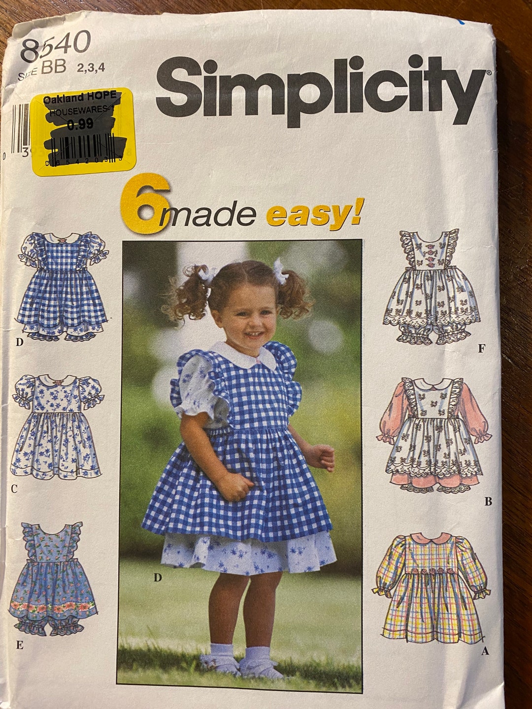 Children's Girls' Dress With Pinafore / Pantaloons - Uncut Sewing ...