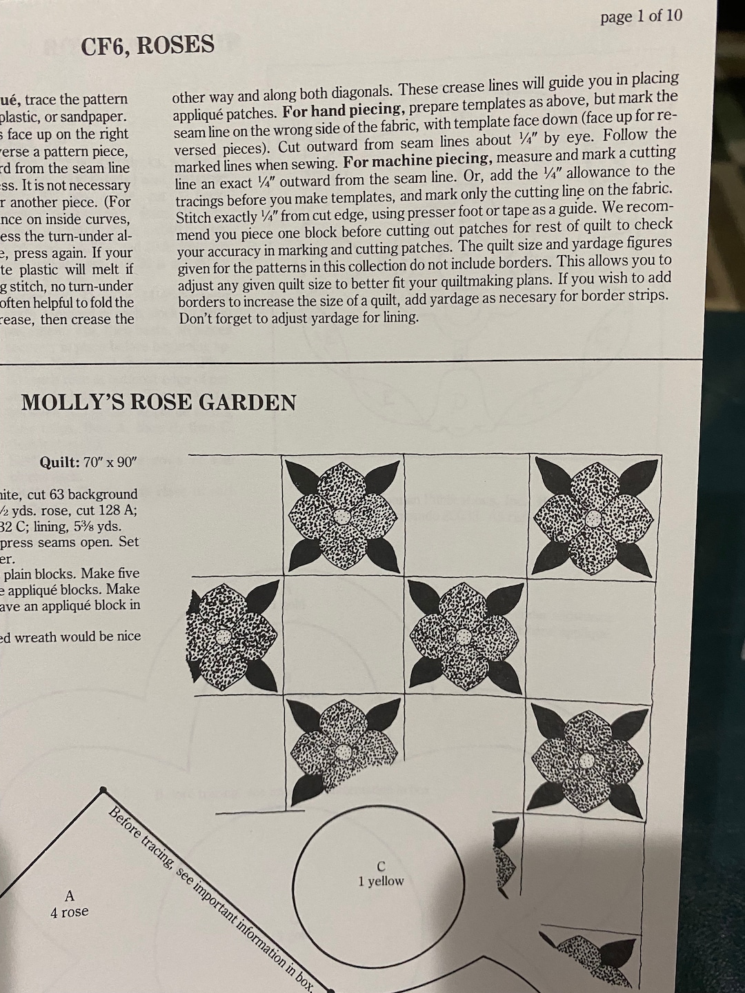Roses Flowers - Quilt Block Patterns - Mary Leman - CF6 - 1983- Quilt ...