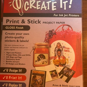 Print & Stick Project Paper - 10 Sheets - Use Computer Inkjet Printer ...